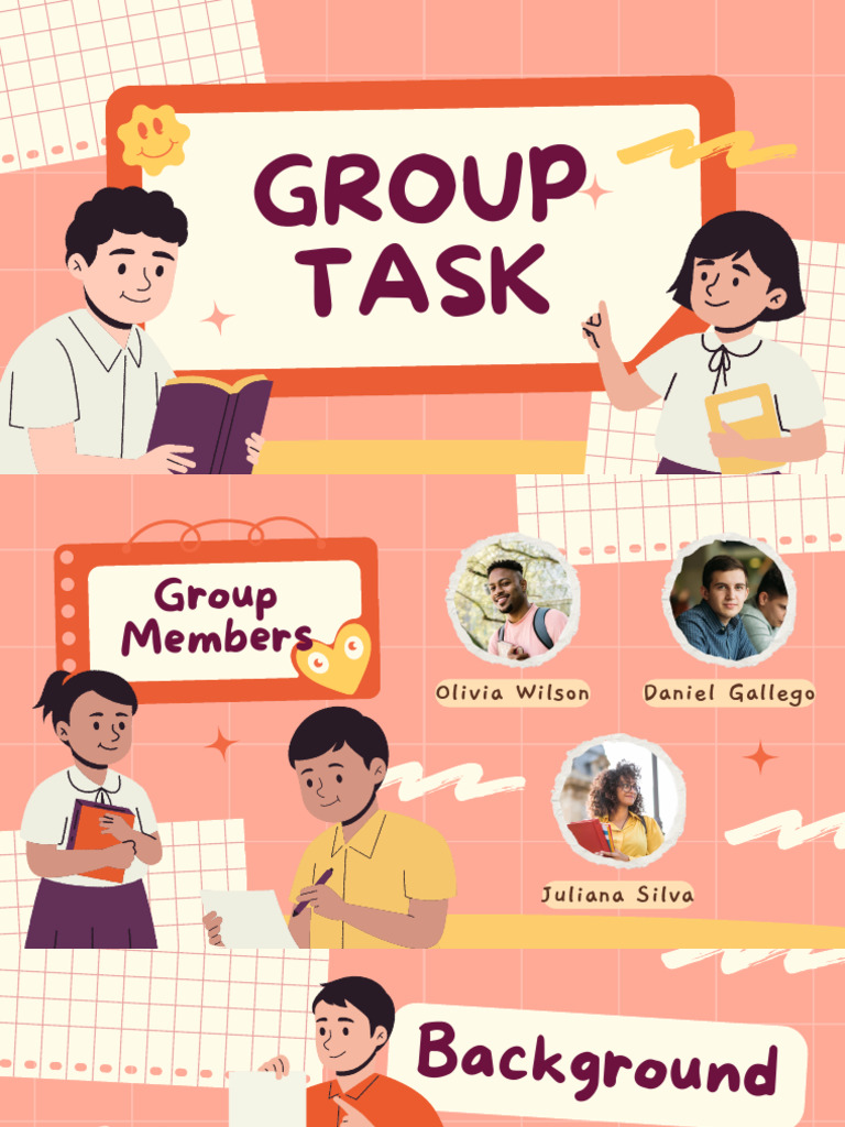 Yellow and Red Illustrative Group Task Presentation | PDF