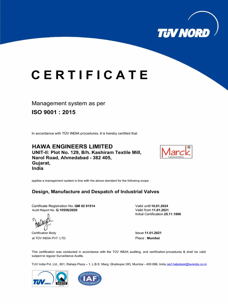 ITEM SR. NO. - 05 - ISO-9001-Certificate | PDF