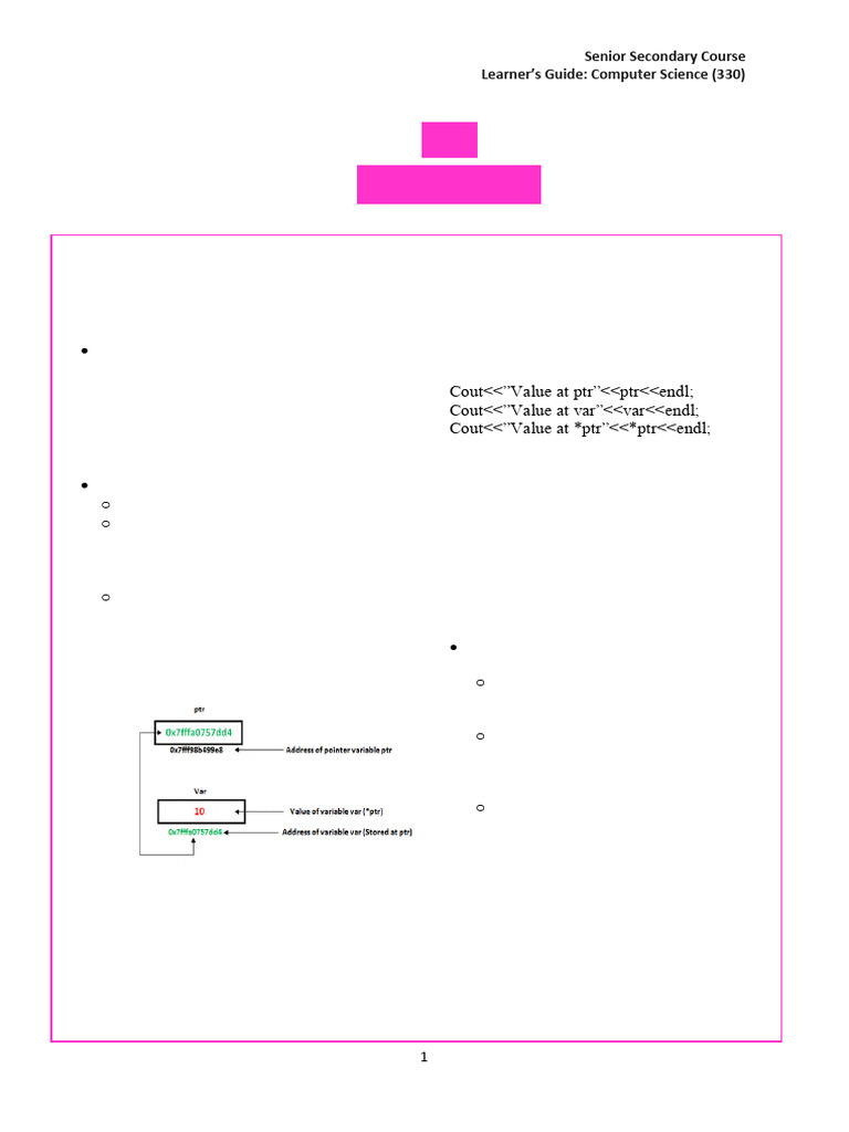 pointers | PDF | Pointer (Computer Programming) | Computer Programming pointers | PDF | Pointer (Computer Programming) | Computer Programming