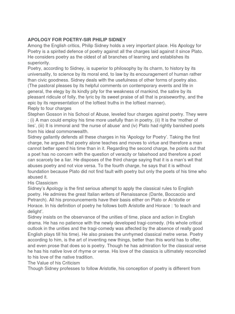 Apology For Poetry | PDF | Tragedy | Aristotle