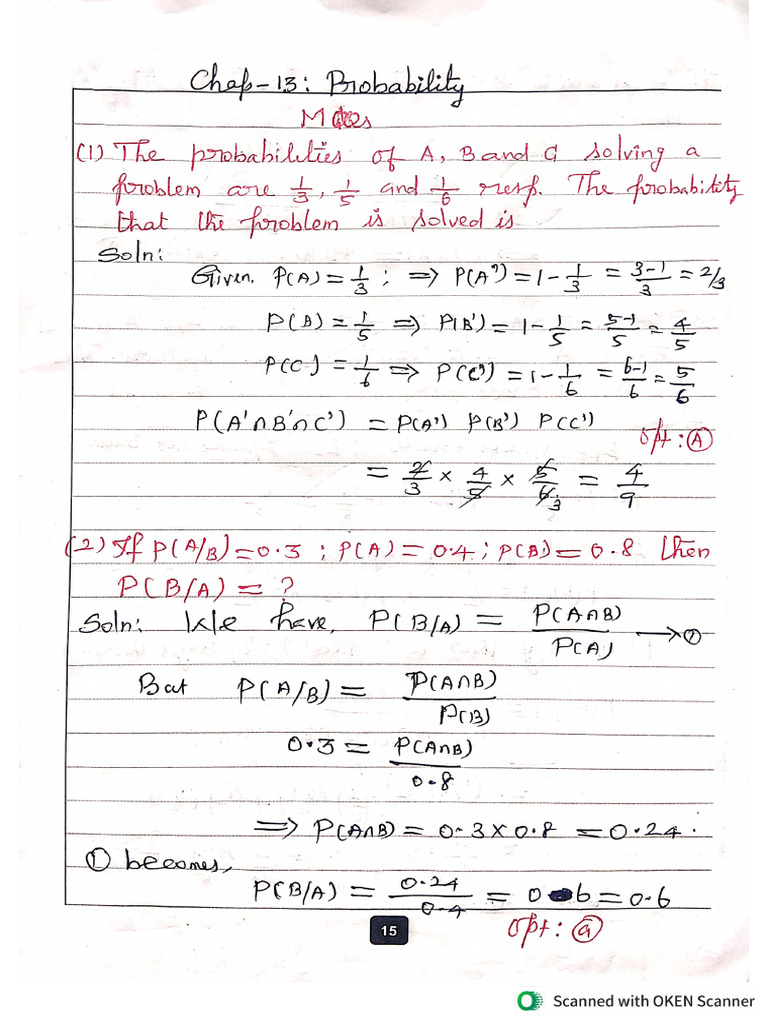 PYQ Term-2 Probability | PDF