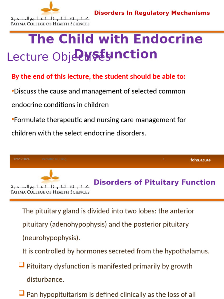 BSN310 - Week 12 - The Child With Disturbances in Regulatory Mechanisms ...