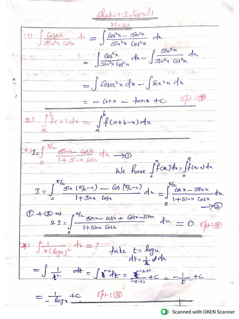 Integrals PYQ For Term-2 (2024) | PDF