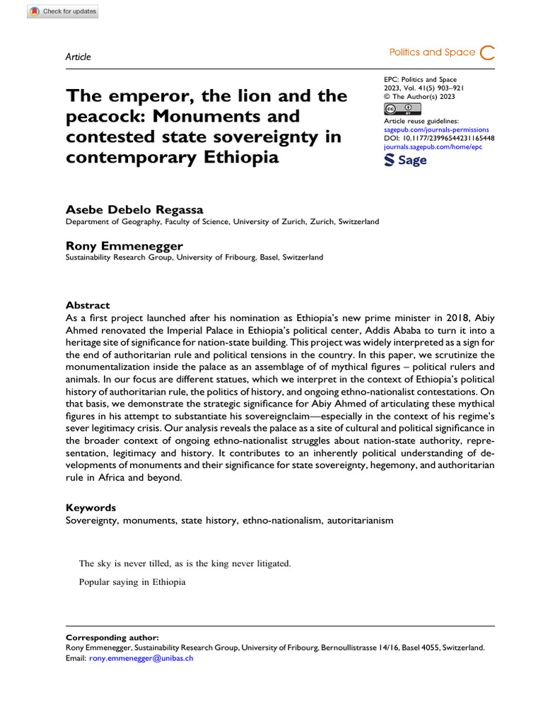 regassa-emmenegger-2023-the-emperor-the-lion-and-the-peacock-monuments ...
