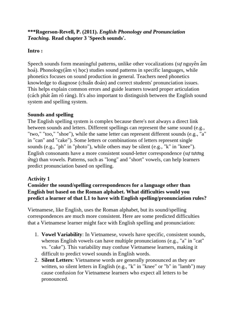 Chapter 3 'Speech Sounds'. | PDF