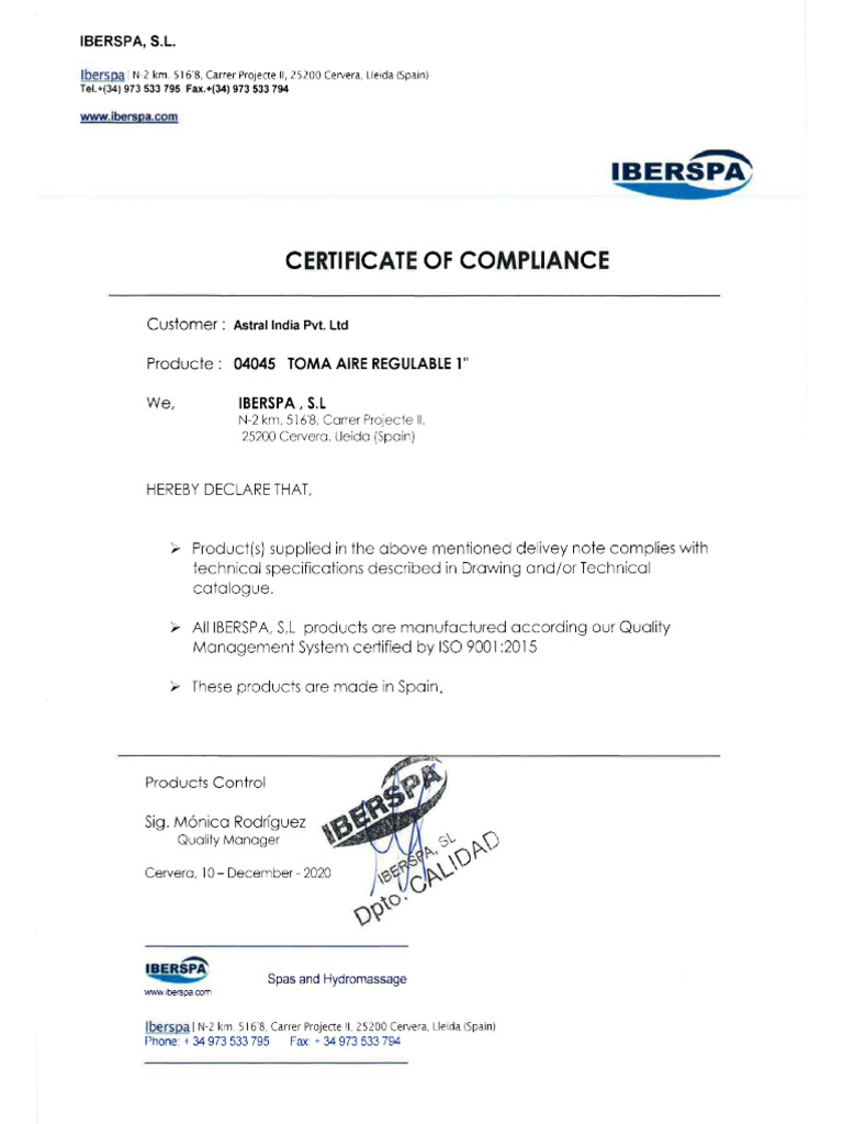 04045-Test Certificate | PDF