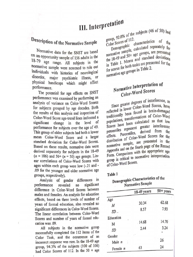 Interpretation of SNST | PDF