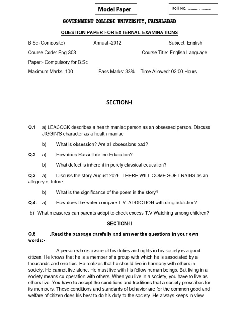 English Paper sample | PDF