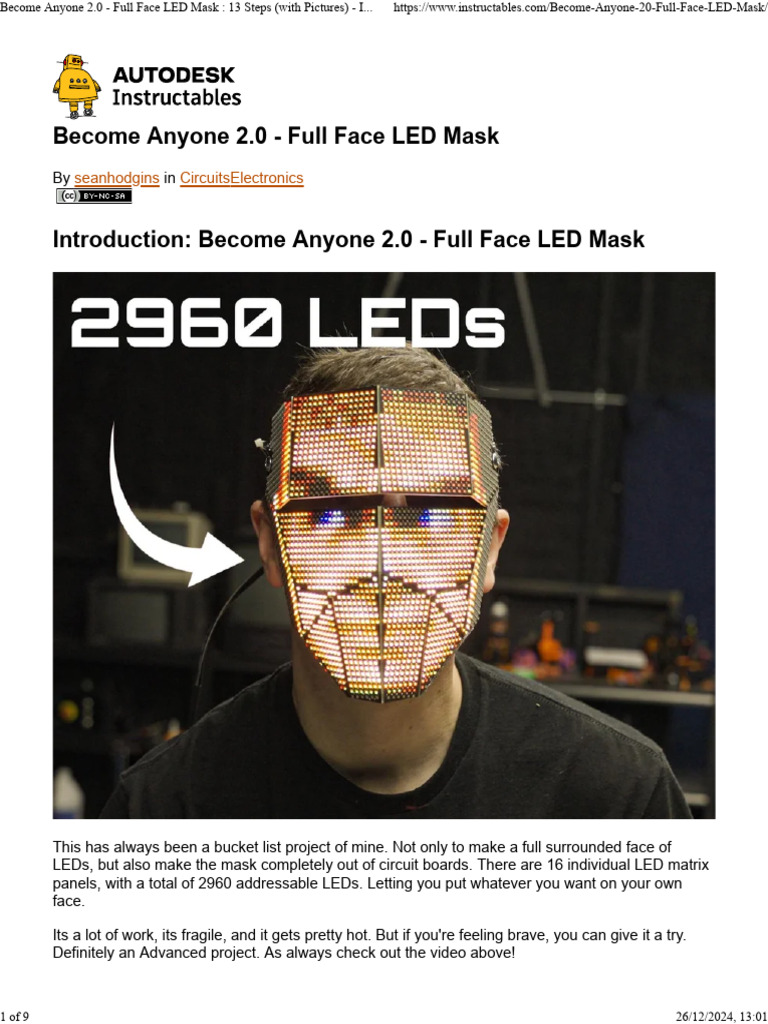 Become Anyone 2.0 - Full Face LED Mask - 13 Steps (With Pictures) - Instructables | PDF ...
