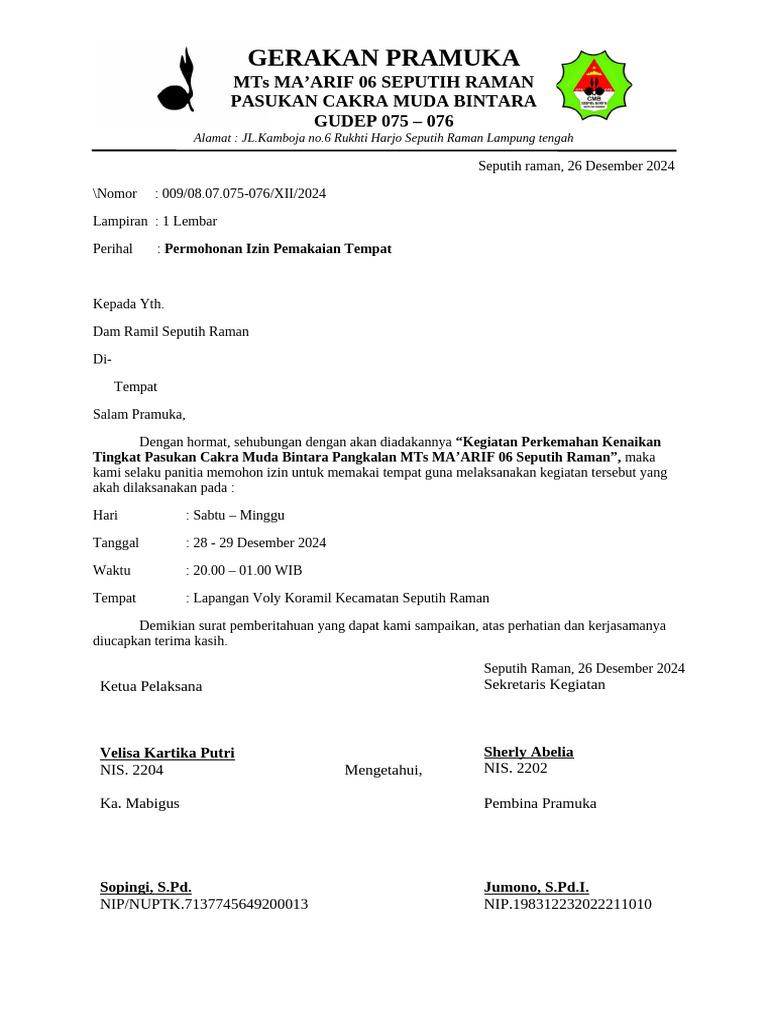 SURAT IZIN PEMAKAIAN TEMPAT | PDF