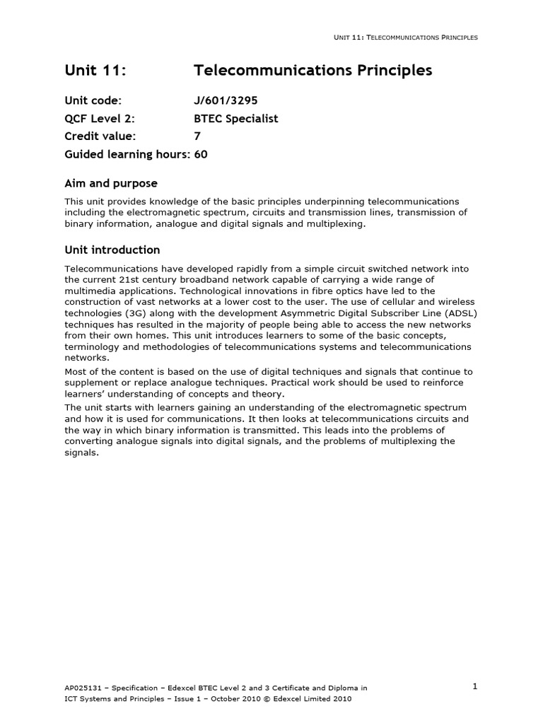 Telecommunications Principles Overview | PDF | Transmission Line ...