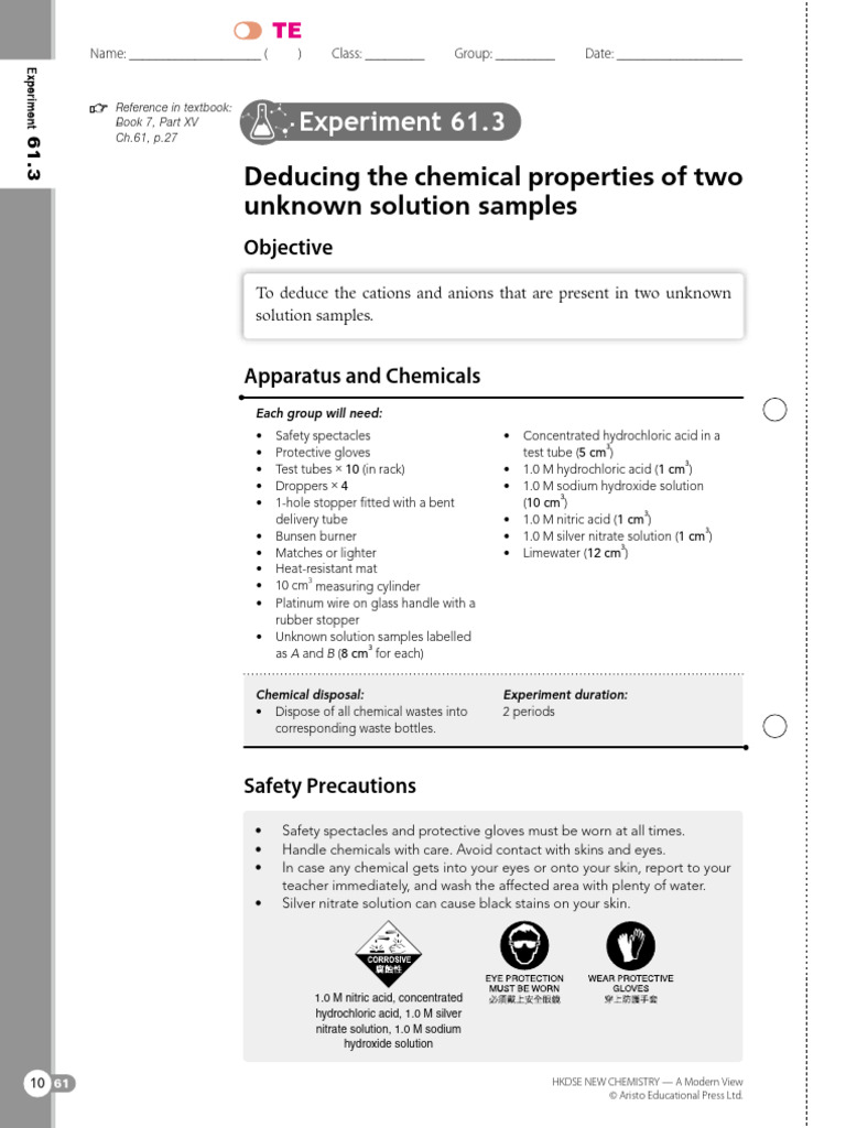 Identify Cations and Anions in Solutions | PDF | Acid | Sodium