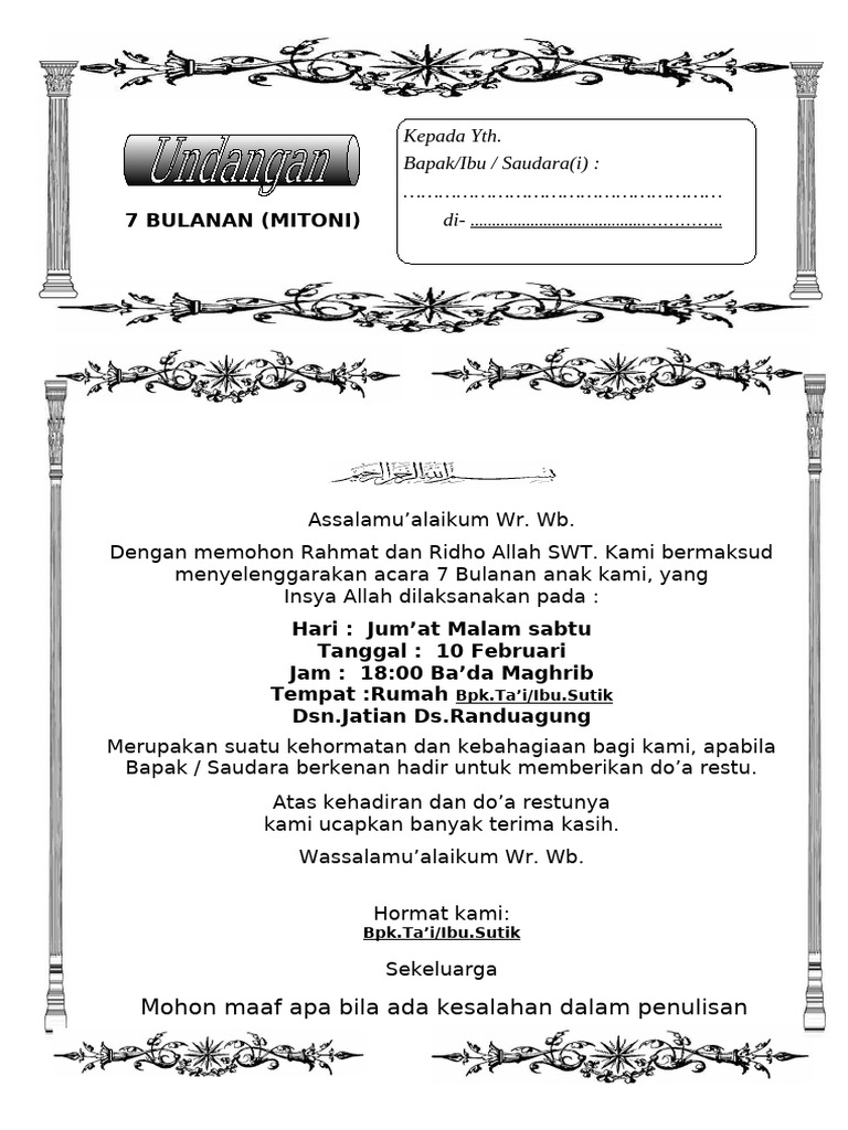 contoh-walimatul-7 Bulanan | PDF