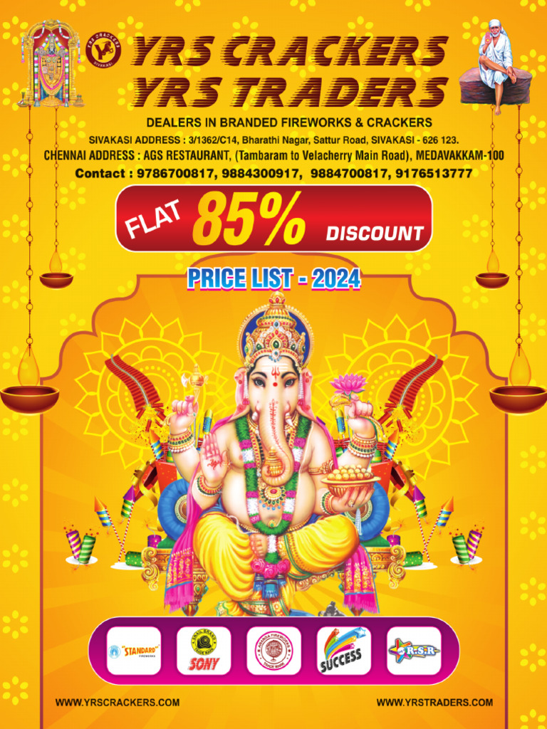 Yrs Crackers Price List-2024 Flat-85% Discount | PDF