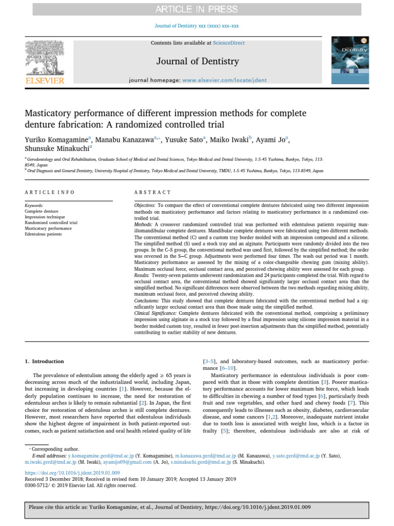 10 1016@j Jdent 2019 01 009 | PDF | Dentures | Dentistry