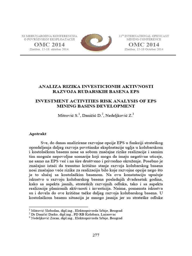 Analiza Rizika Investicionih Aktivnosti | PDF