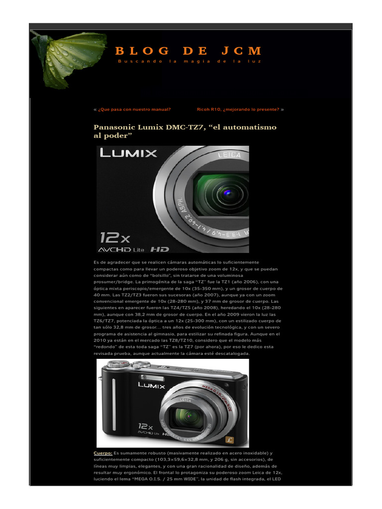 Panasonic Lumix TZ7: Análisis y Características | PDF | Lente de la ...