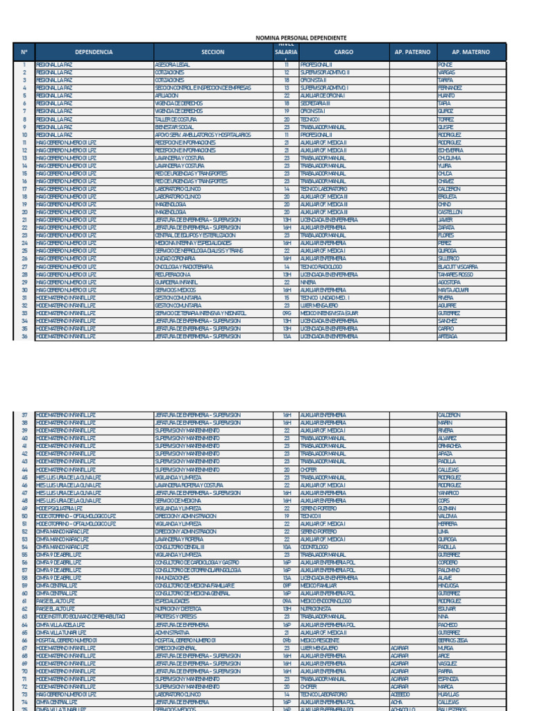 PERSONAL DEPENDIENTE CNS | PDF | Medicina | Ciencias de la Salud