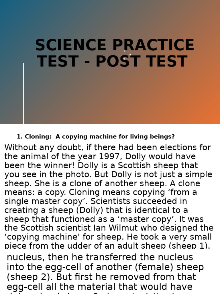 Cloning, Ozone, and Daylight Science Insights | PDF | Inoculation ...