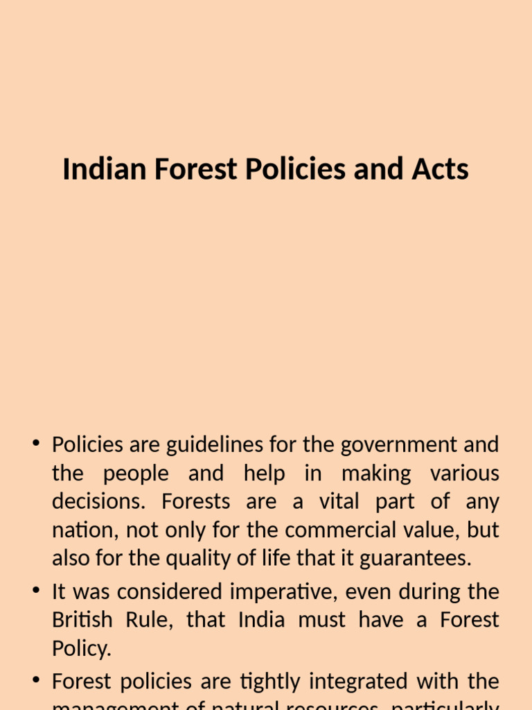 3 - Indian Forest Policies and Acts-1 | PDF | Forestry | Trees
