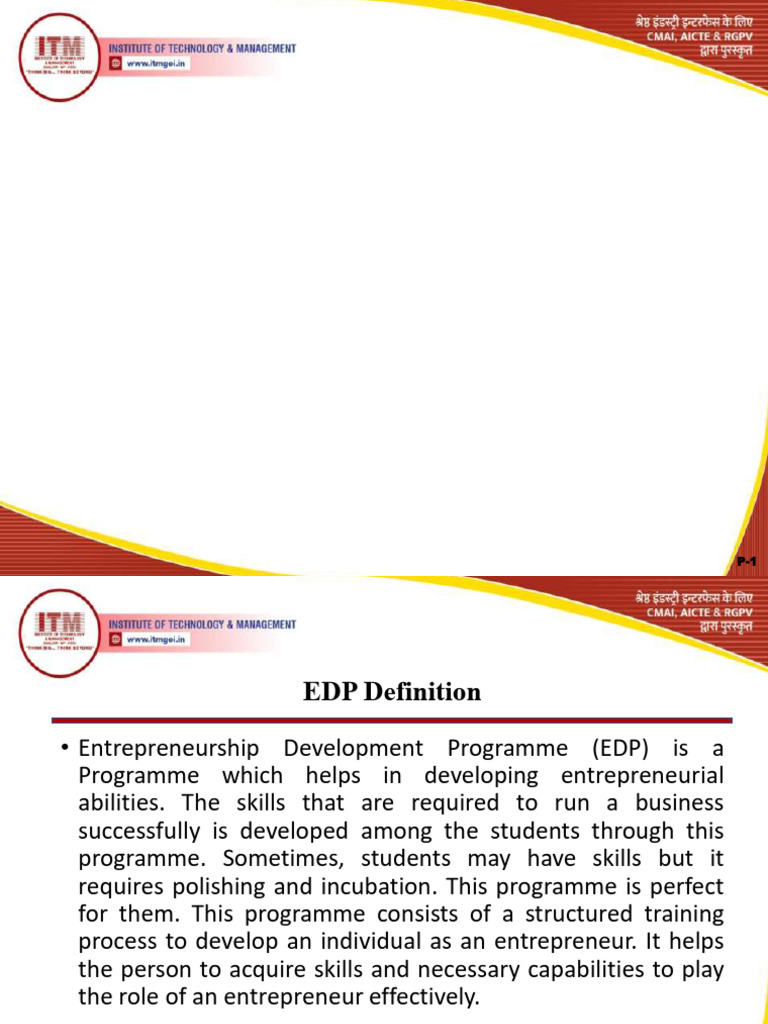 EDP and Its | PDF | Entrepreneurship | Cognition