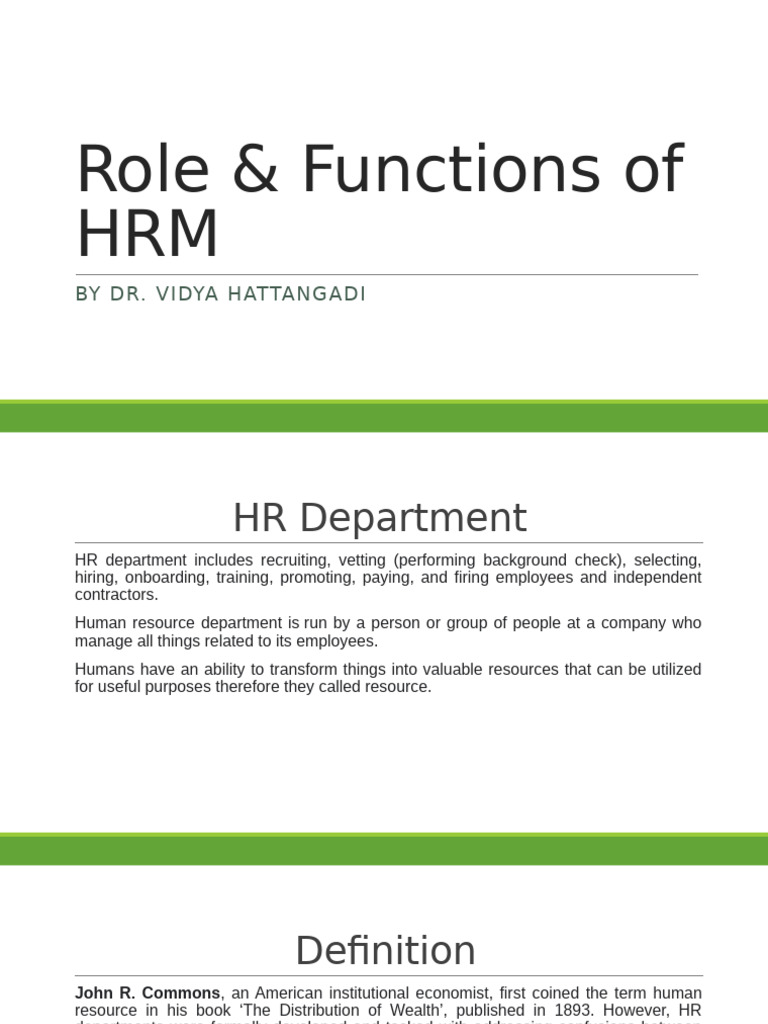 Functions and Strategic Role of HRM | PDF | Human Resource Management ...