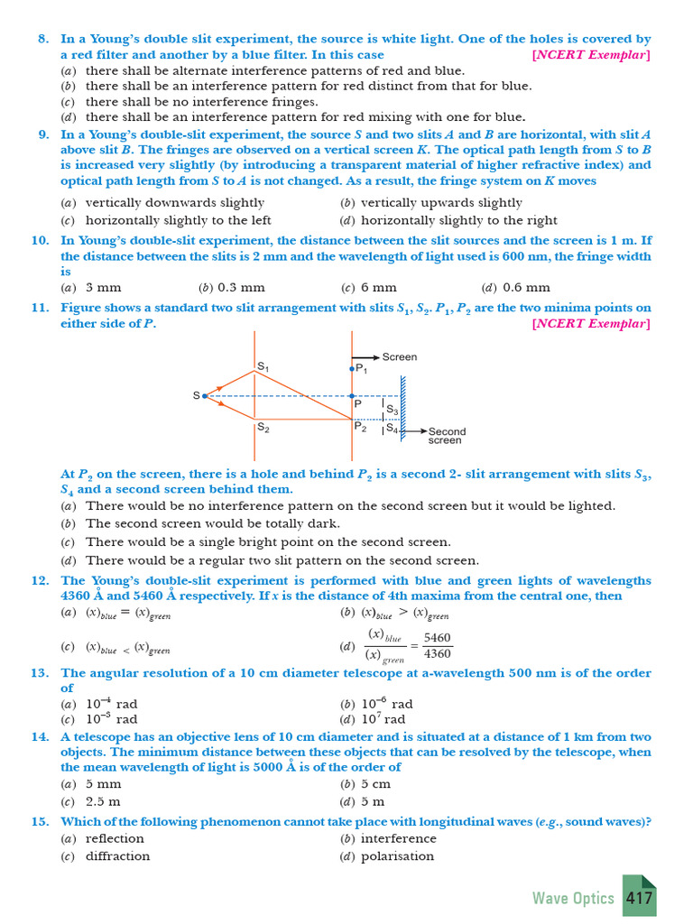 EXAM IDEA TERM 1&2 Part 2 | PDF | Wavelength | Optics