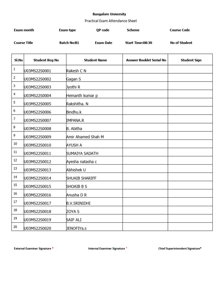 5sem Attandance Sheet | PDF