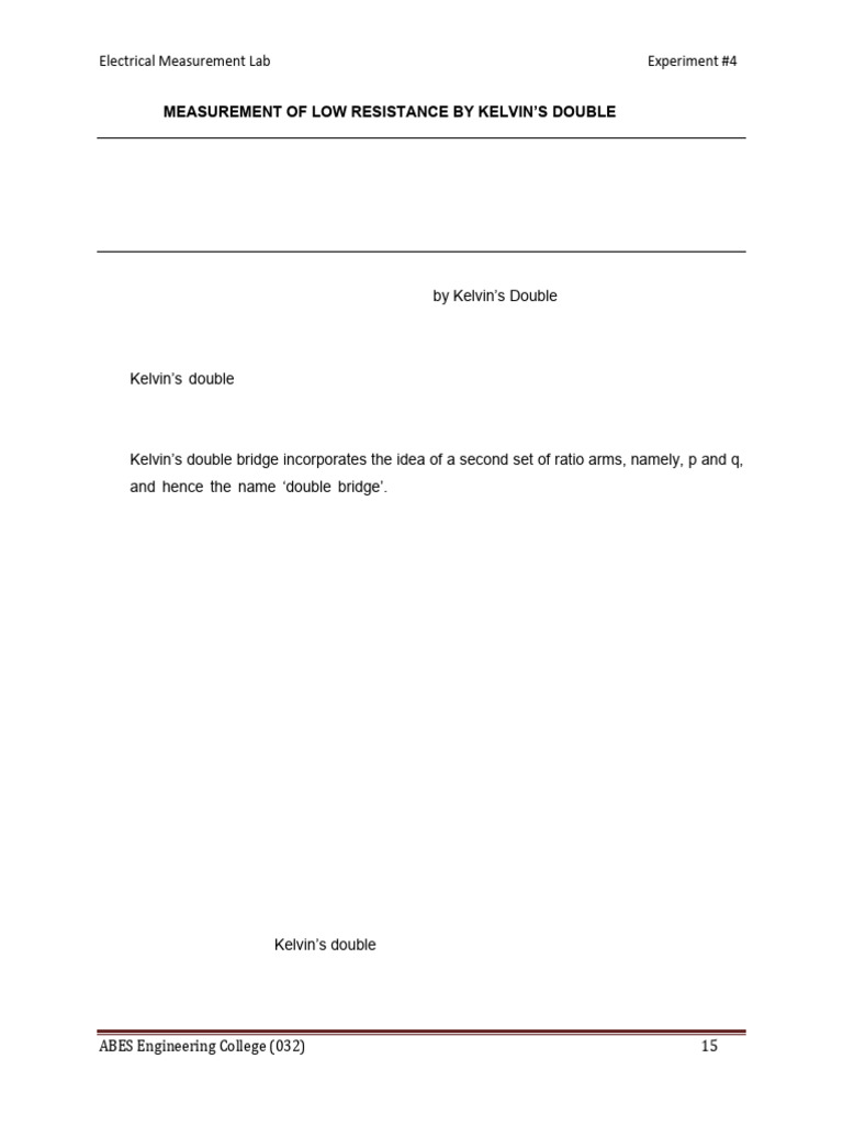 Kelvin Double Bridge-1 | PDF | Electricity | Electrical Engineering