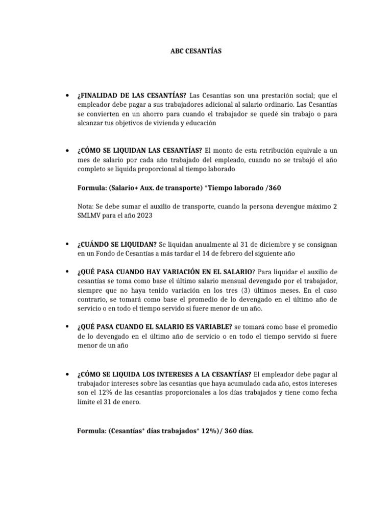 Abc Cesantías | PDF