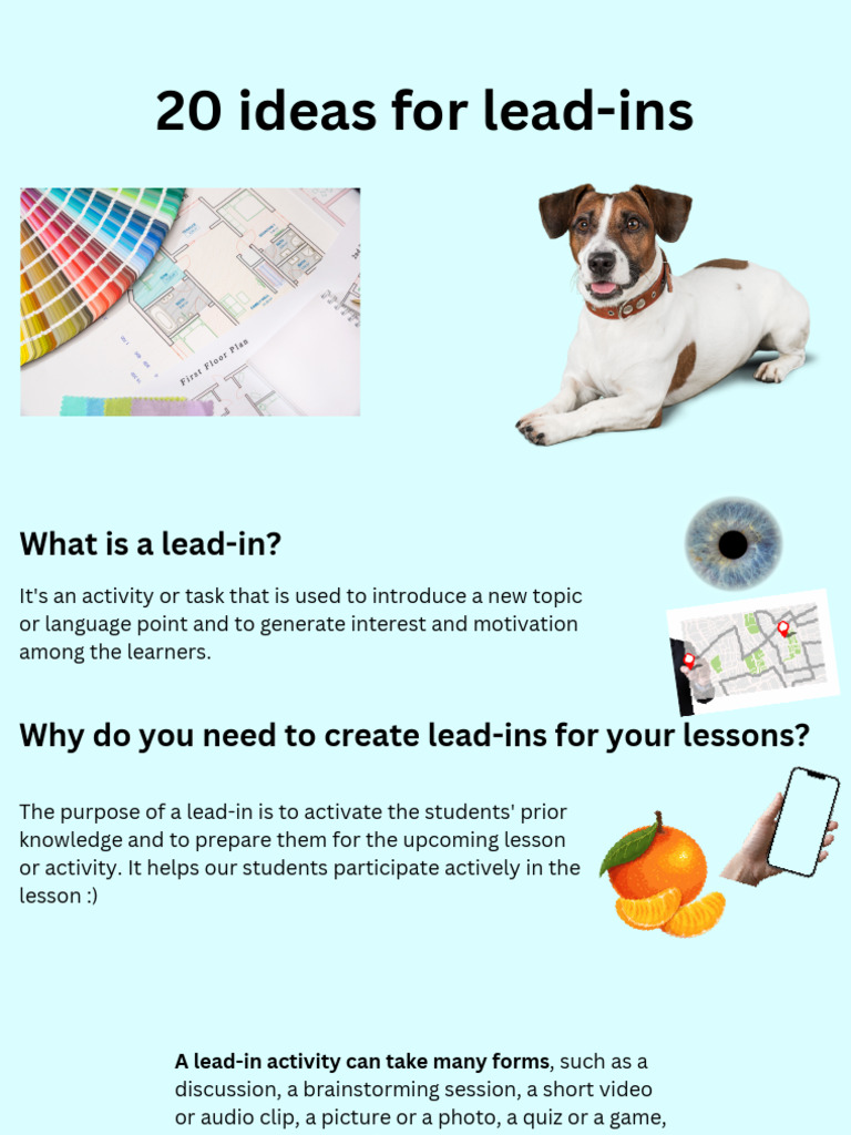 20 ideas for lead-ins | PDF | Human Communication | Cognition
