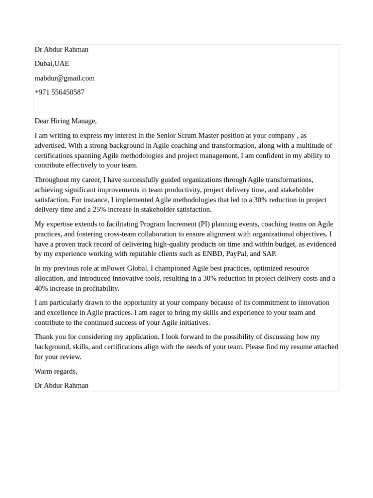 Cover Letter SM | PDF