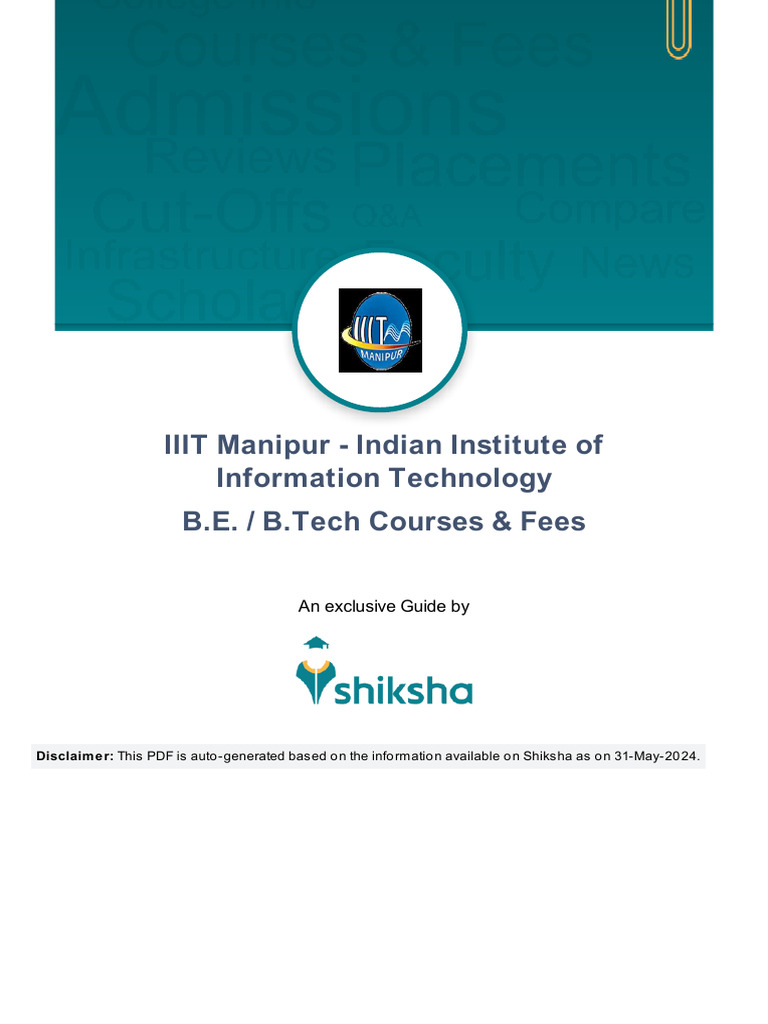 IIIT Manipur Indian Institute of Information Technology | PDF | Computer Science | Engineering