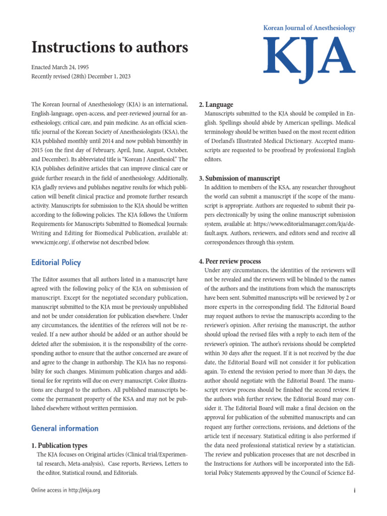 kja_instructions to authors | PDF | Open Access | Clinical Trial