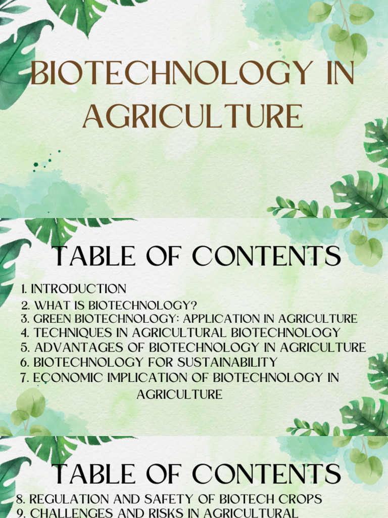 BIOTECHNOLOGY IN AGRICULTURE -BENNY SAMUEL | PDF | Biotechnology ...
