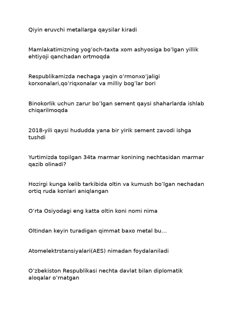 Ochiq Dars Savolar44444 | PDF