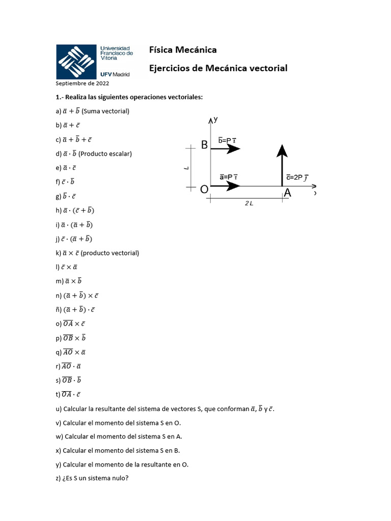 Tema 0. Hoja ejercicios | PDF | Vector Euclidiano | Física Matemática