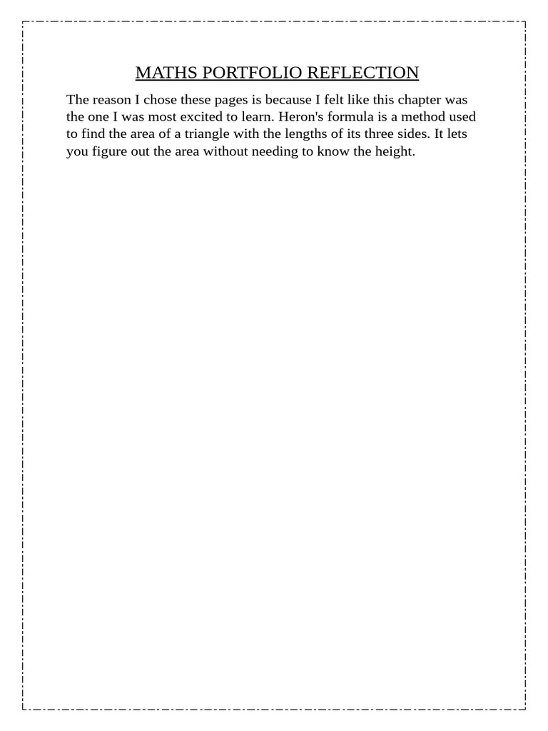 Maths Portfolio Reflection | PDF