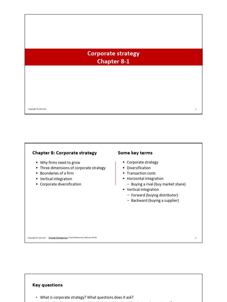 Chapter 8 Corporate Strategy Slides | PDF | Strategic Management ...