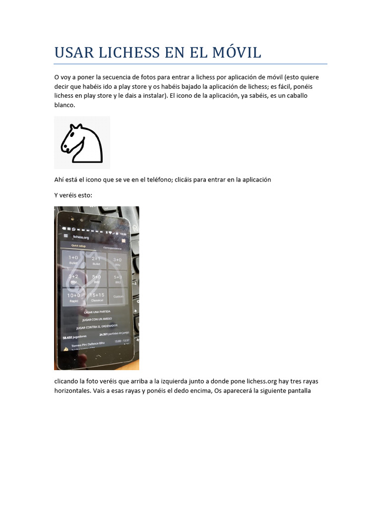 Usar Lichess en El Móvil | PDF