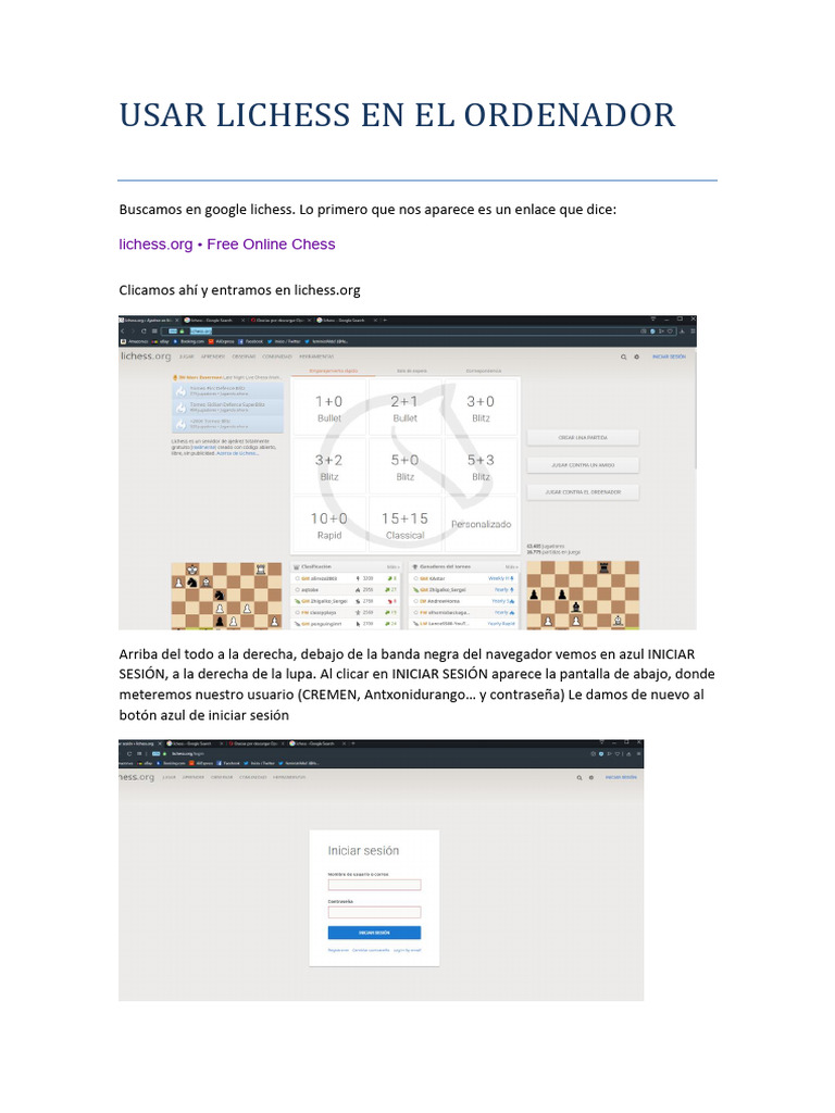 Cómo Jugar en Lichess desde PC | PDF