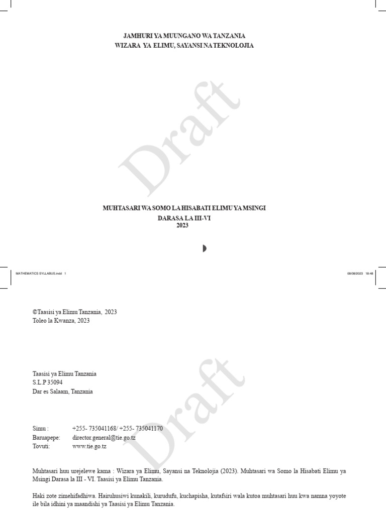 HISABATI - MSINGI Draft | PDF