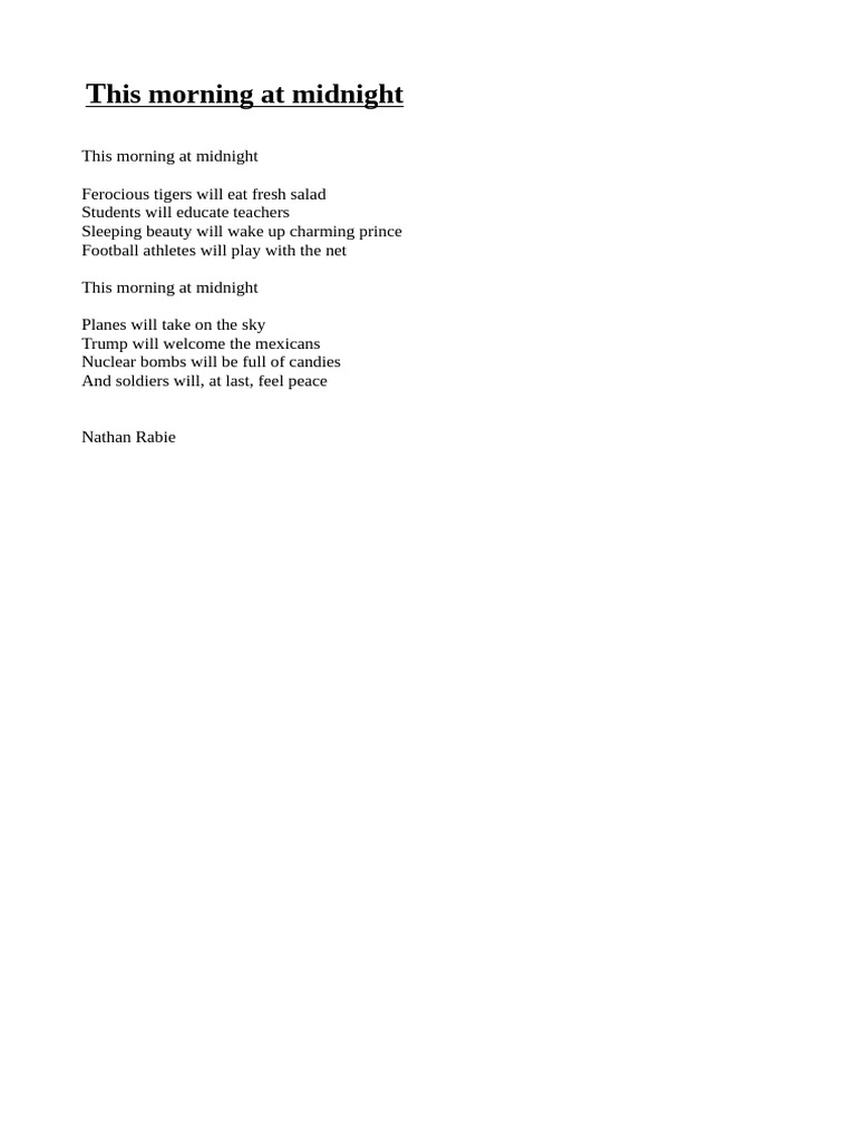 Tonight at Noon-Poem-Nathan Rabie | PDF