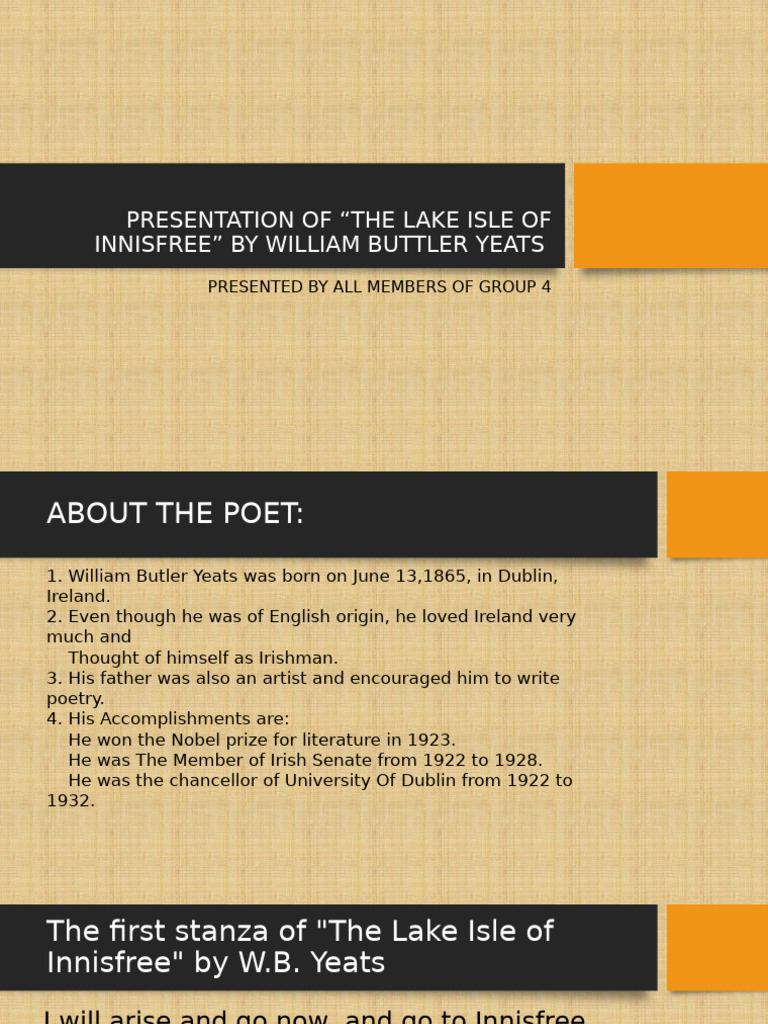 Presentation of The Lake Isle of Innisfree-1 | PDF | W. B. Yeats | Beehive