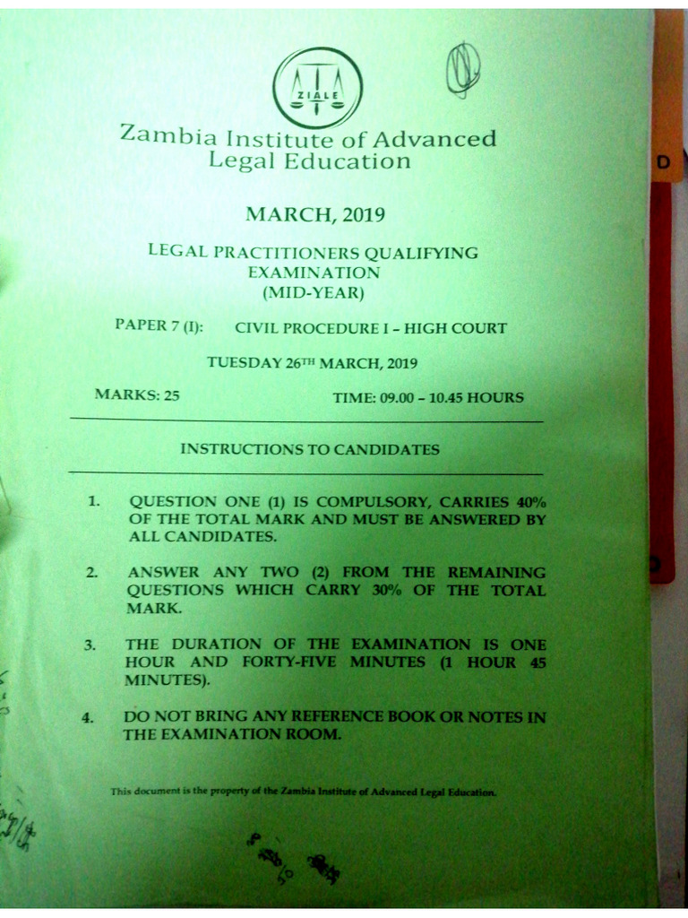 CIVIL PROCEDURE-2019-MID YEAR | PDF