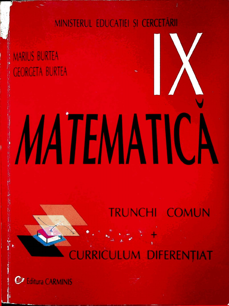 Matematica Manual Pentru Clasa a Ix a Trunchi Comun Curriculum ...