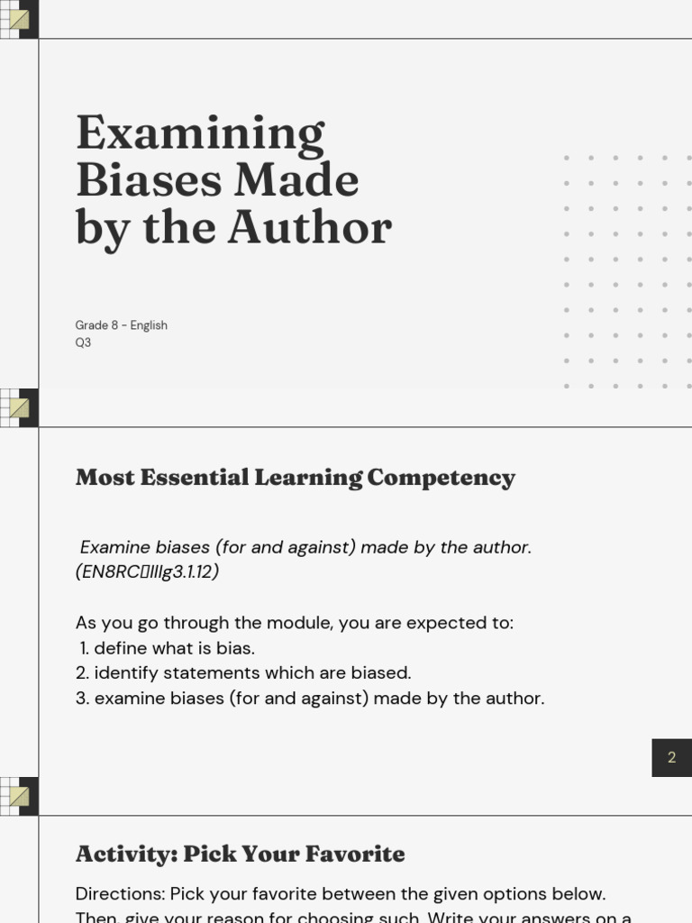 Examining Biases | PDF | Bias | Cognition