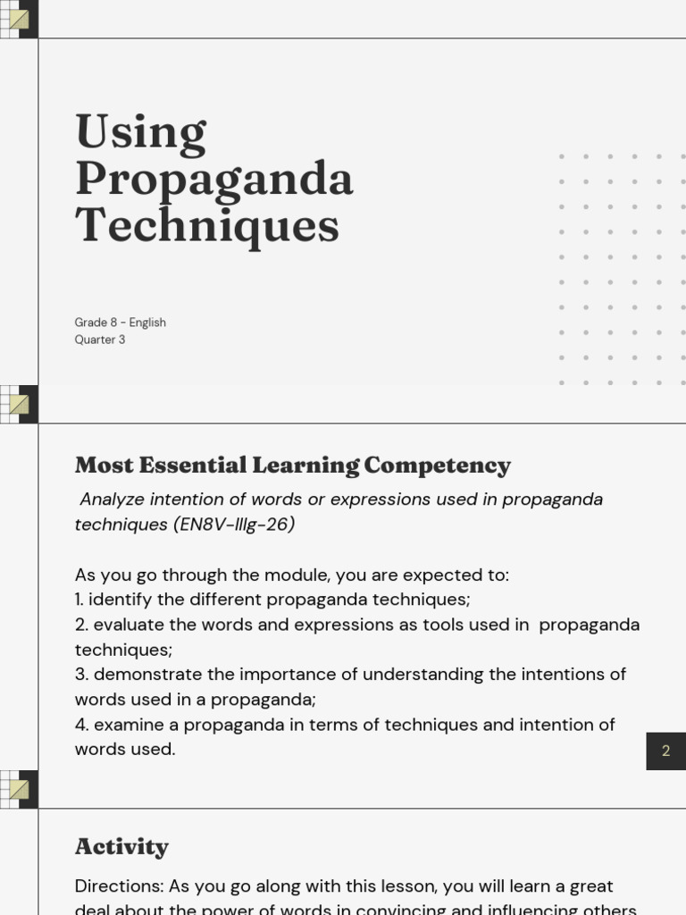 Using Propaganda Techniques | PDF