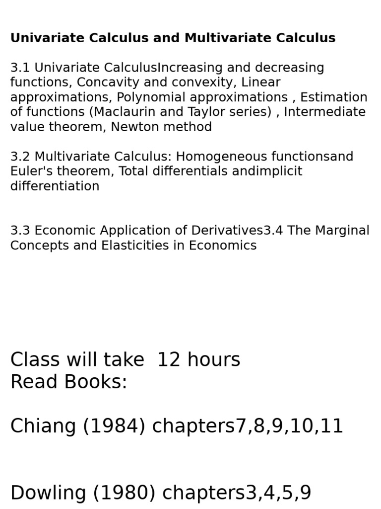 Univariate Calculus and Multivariate Calculus | PDF | Polynomial ...