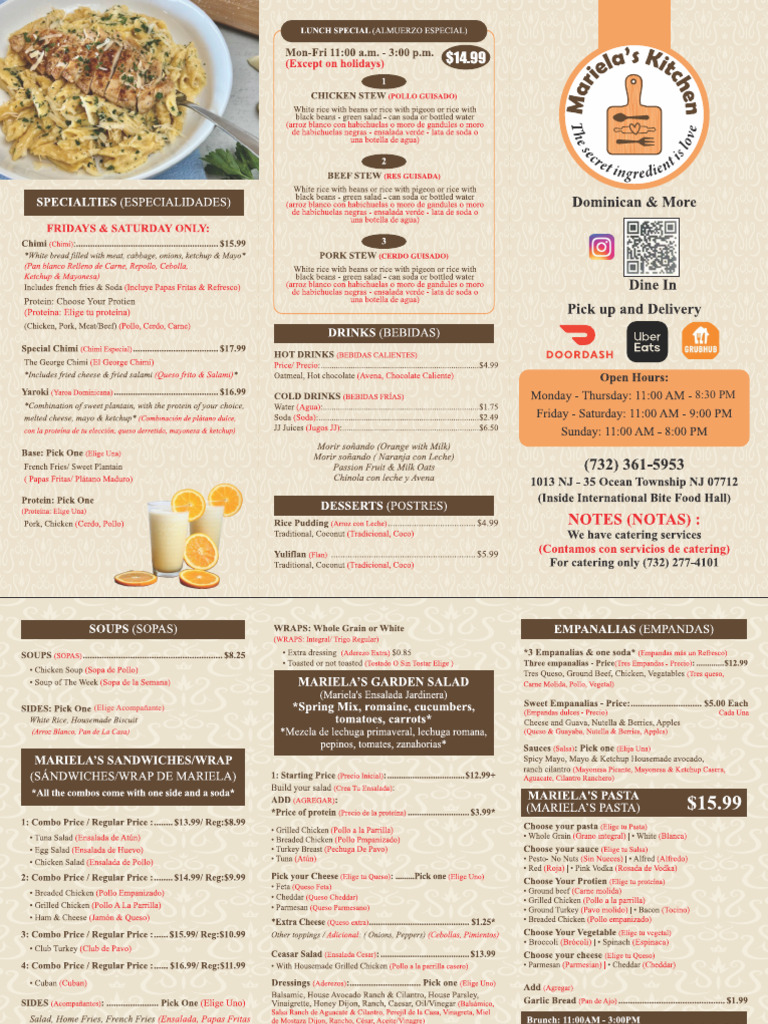 Mariela Kitchen Menu | PDF